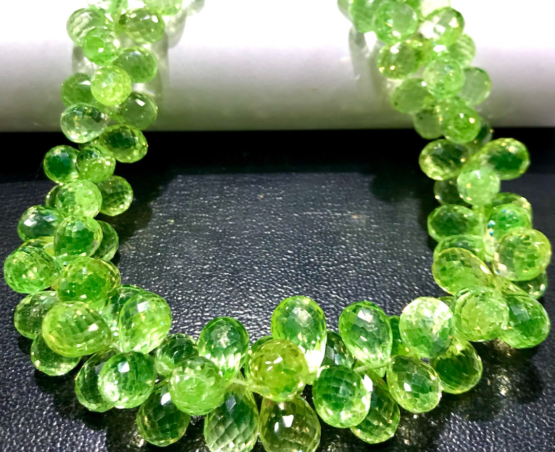 So Gorgeous~~rarest~aaaa+ Neon Green Spinel Faceted Teardrops Beads ...