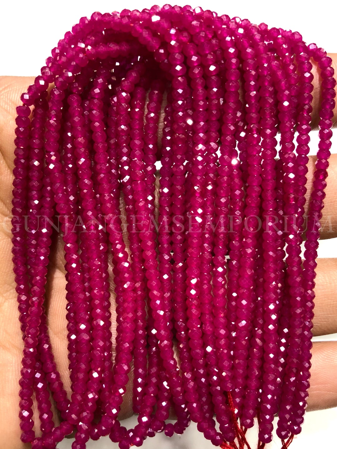 Sparkling~aaa+ Ruby Faceted Rondelle Beads 7 STRANDS 3mm Ruby Rondelle Faceted Beads Ruby ...