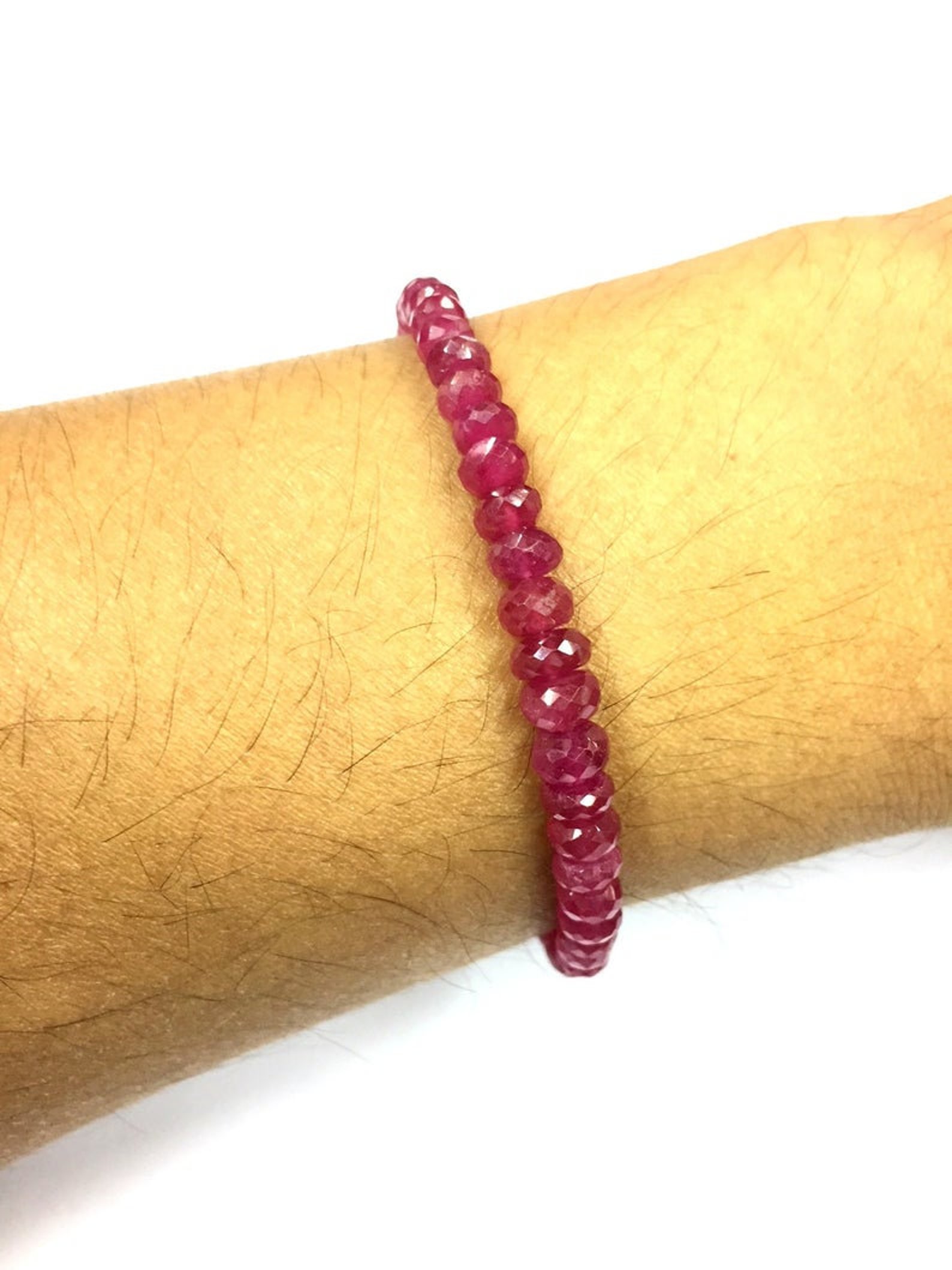 Natural Faceted Ruby Bracelet Dainty Bracelet Ruby Faceted Gemstone ...