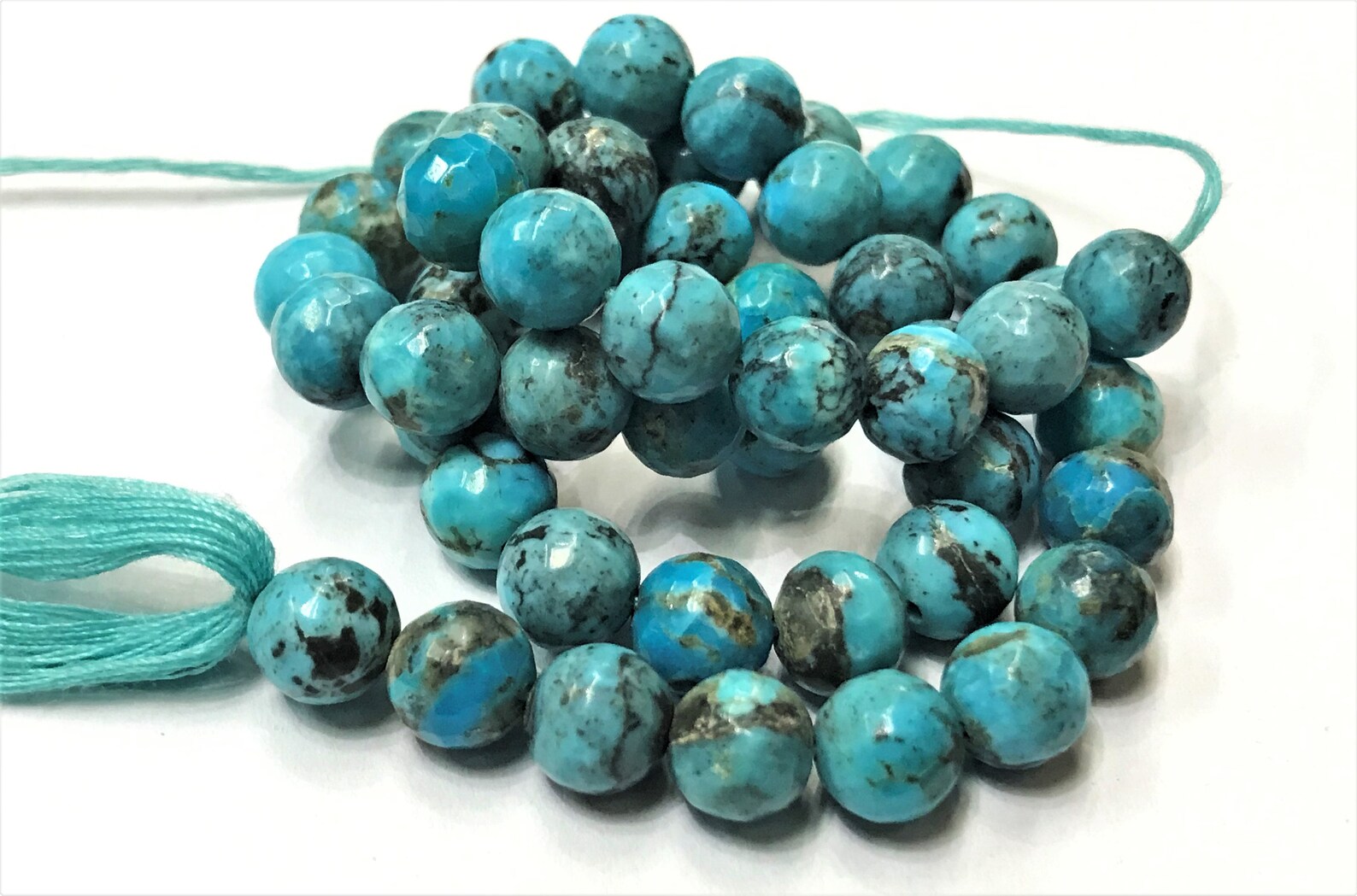7mm Unique Natural Arizona Turquoise Faceted Gemstone Beads //14" 7mm ...