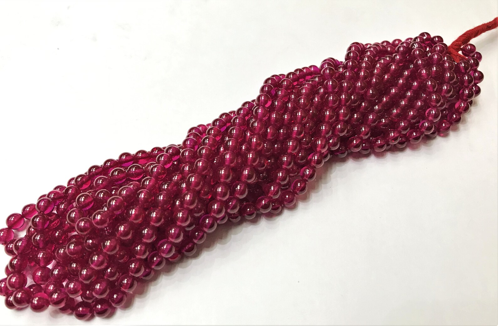 5mm RUBY CORUNDUM Smooth Balls.sold at 5 Strands. 14" 5mm Round Smooth ...