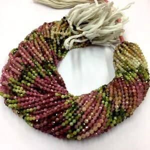 Multi Tourmaline Faceted Round Shape Beads 3mm Natural Multi Tourmaline ...