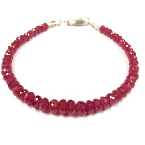 Natural Faceted Ruby Bracelet Dainty Bracelet Ruby Faceted Gemstone ...