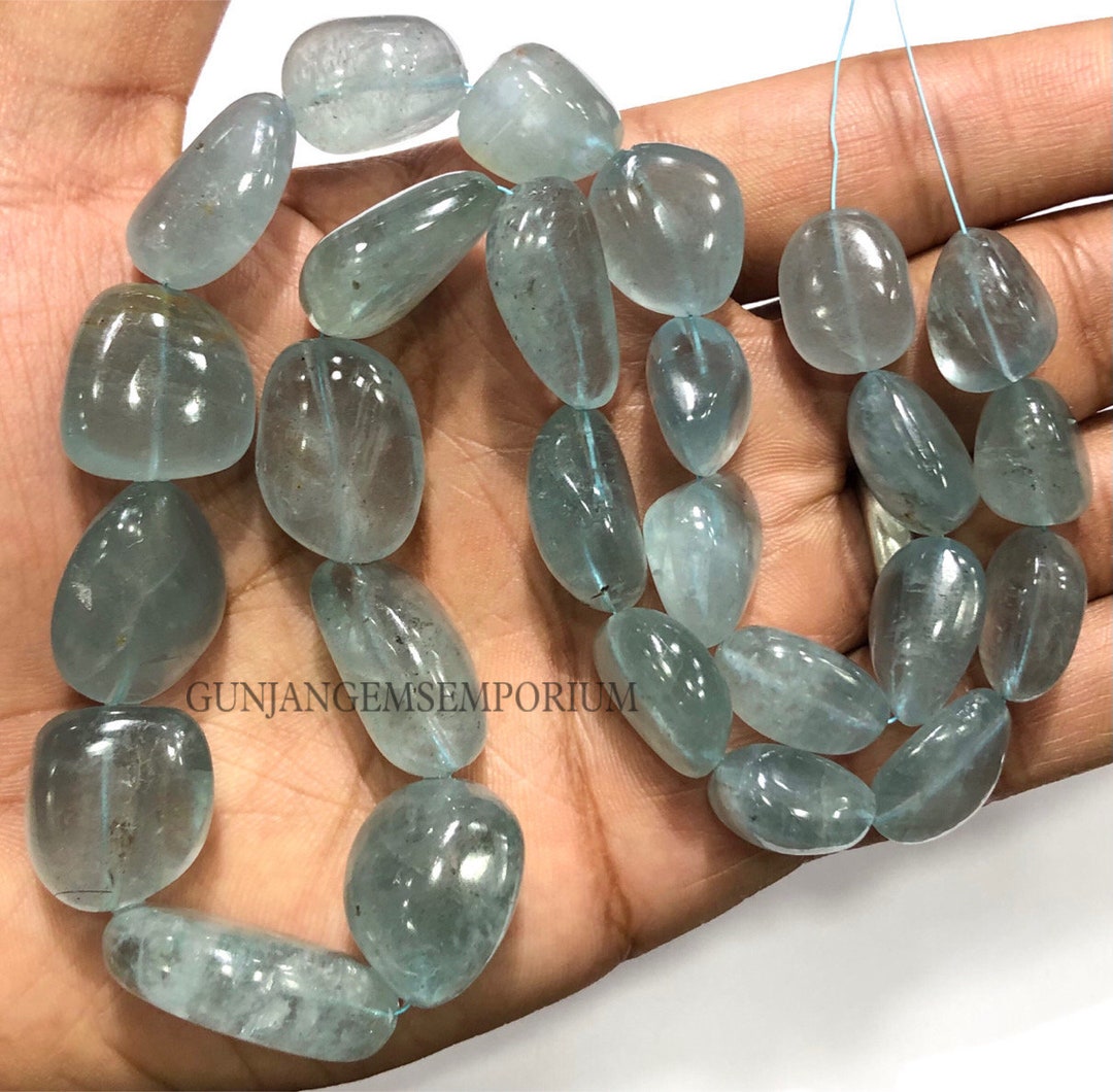 Rarest~~moss Aquamarine Nuggets Beads Genuine Aquamarine Smooth Nuggets ...