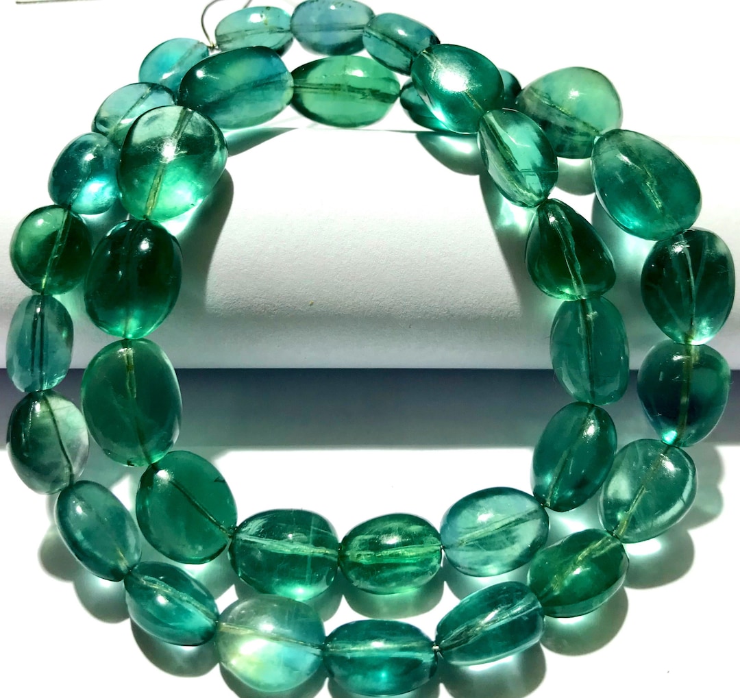 AAA+ Rarest~zambian Green Fluorite Smooth Nugget Beads Natural Neon ...