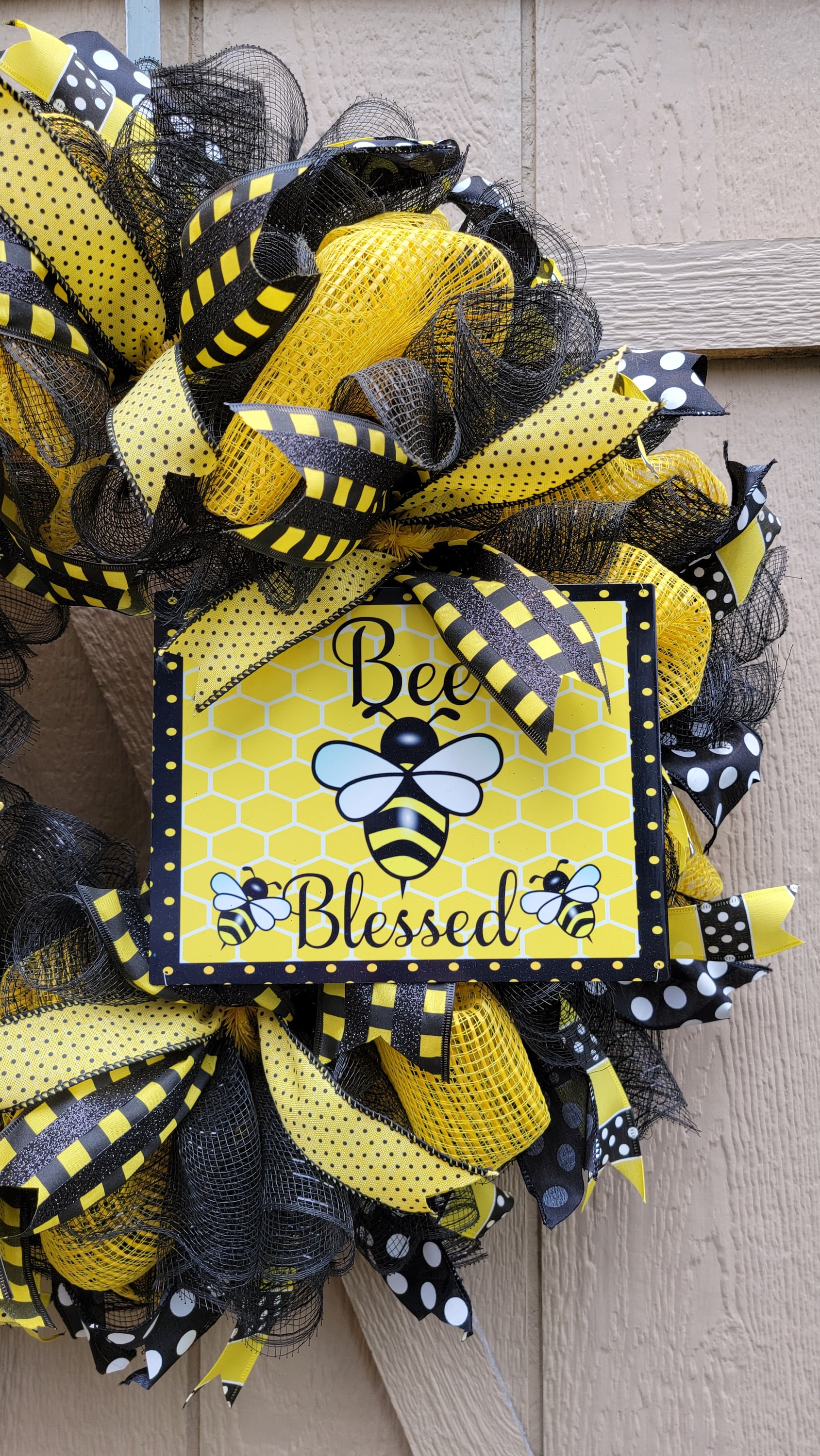 Bumble Bee Black and Yellow, Bee Blessed Wreath for Front Door - Etsy