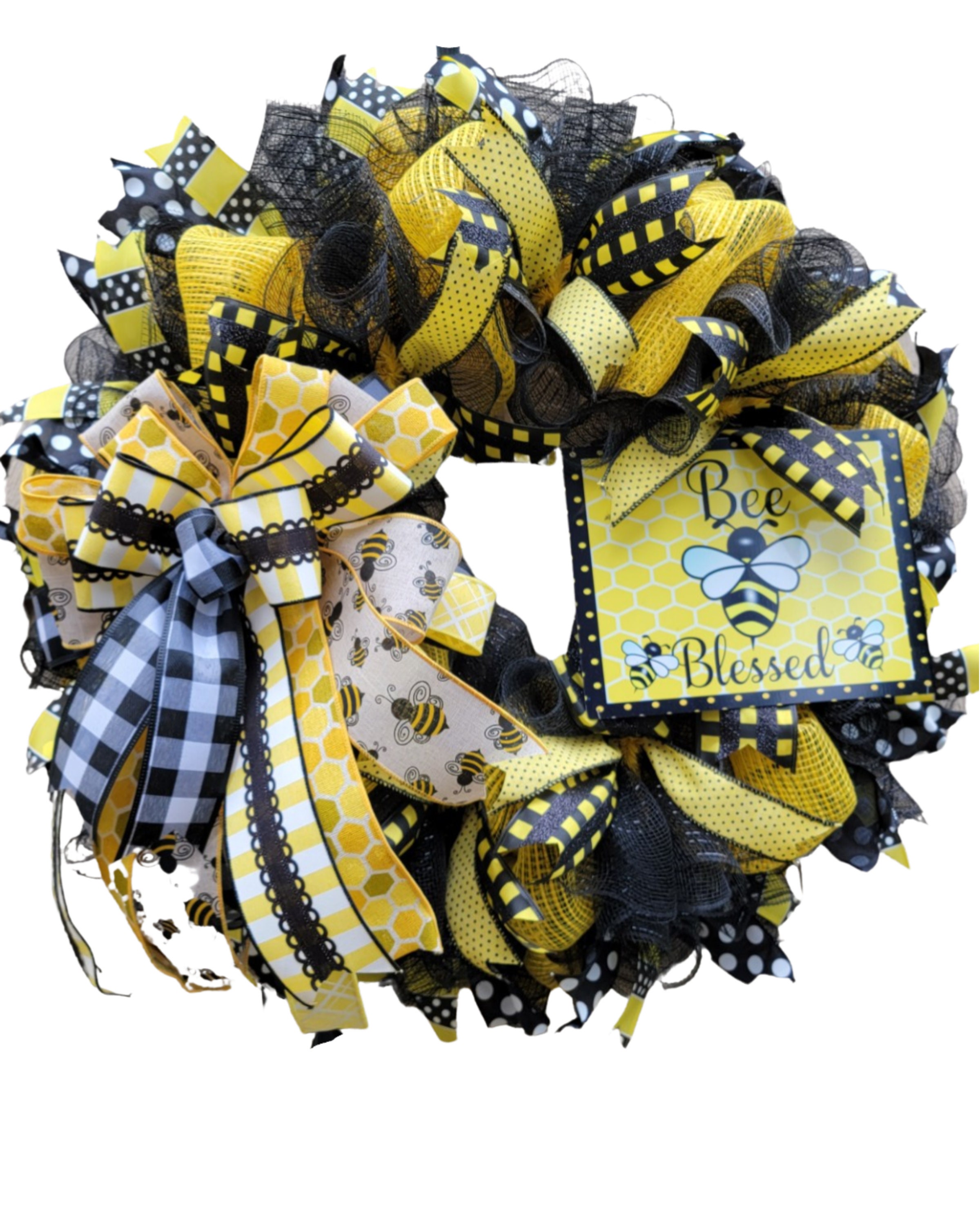 Bumble Bee Black and Yellow, Bee Blessed Wreath for Front Door - Etsy