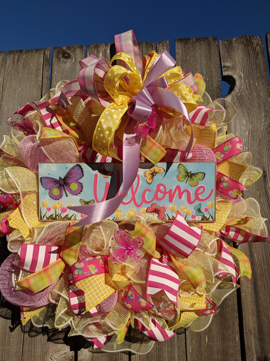 Welcome Butterfly Wreath for Front Door - Etsy