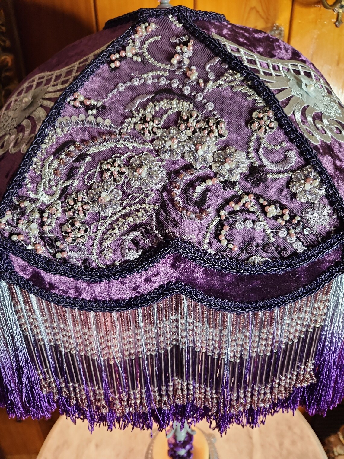 Large Vintage Victorian Table Lamp W Incredible Handmade Shade - Etsy