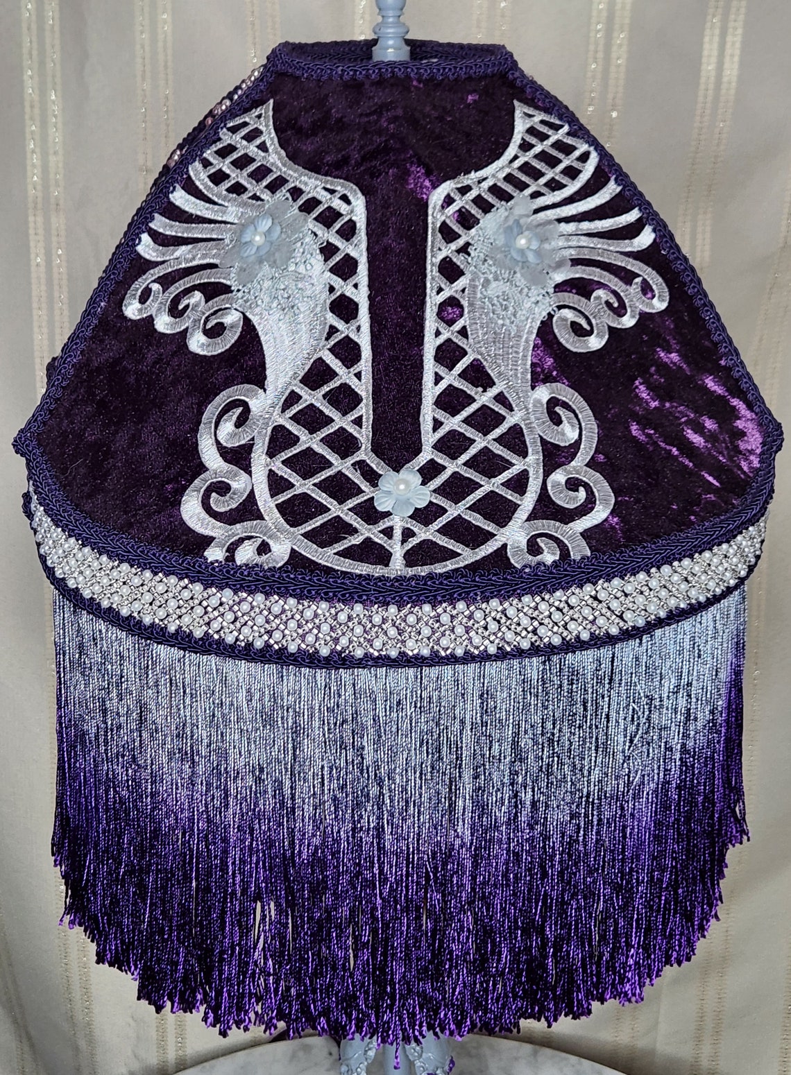 Large Vintage Victorian Table Lamp W Incredible Handmade Shade - Etsy