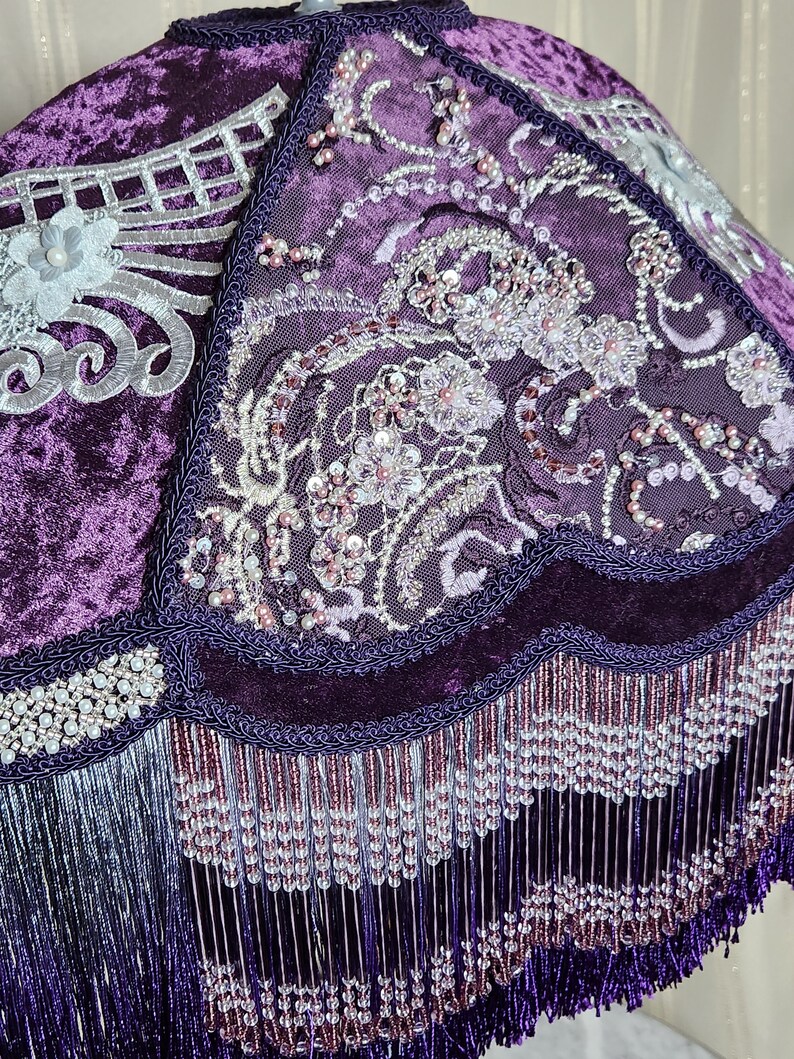 Large Vintage Victorian Table Lamp W Incredible Handmade Shade - Etsy