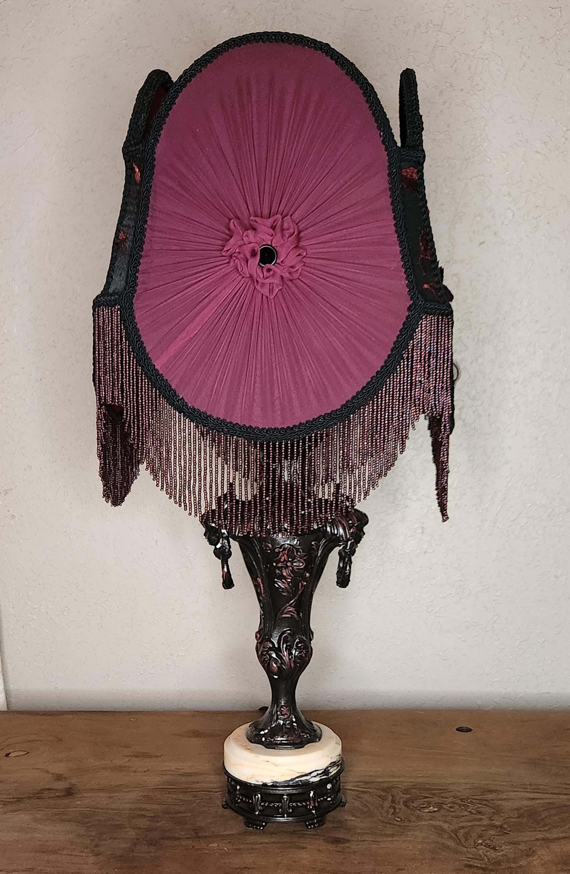 Antique Vintage Victorian Table Lamp With Handmade Beaded Lampshade - Etsy