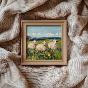 Sheep Grazing Painting Irish Sheep Original Art Ireland Landscape Oil ...