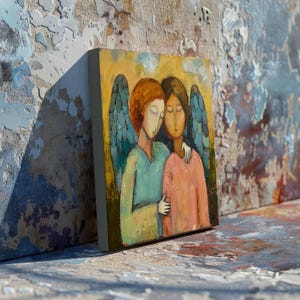 Two Angel Painting Guardian Angels Oil Painting Original Large Wall Art ...