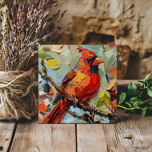 Red Cardinal Painting on Canvas Cardinal Bird Impasto Original Fine ...