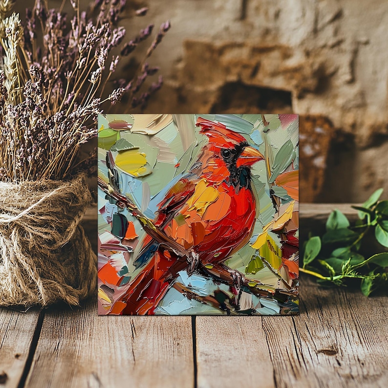 Red Cardinal Painting on Canvas Cardinal Bird Impasto Original Fine ...