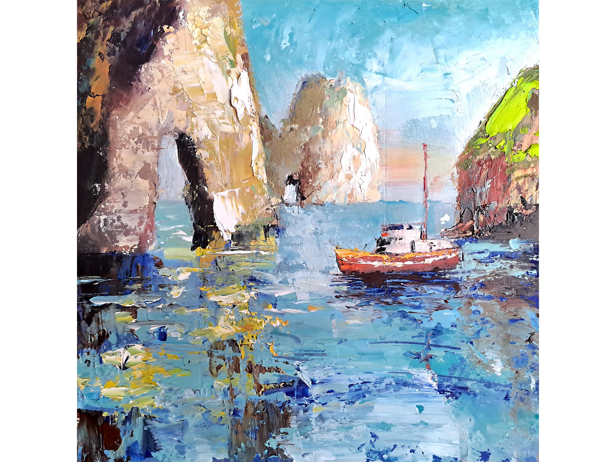 Italian Seascape Paintings Italy Amalfi Coast Poster Nature Green