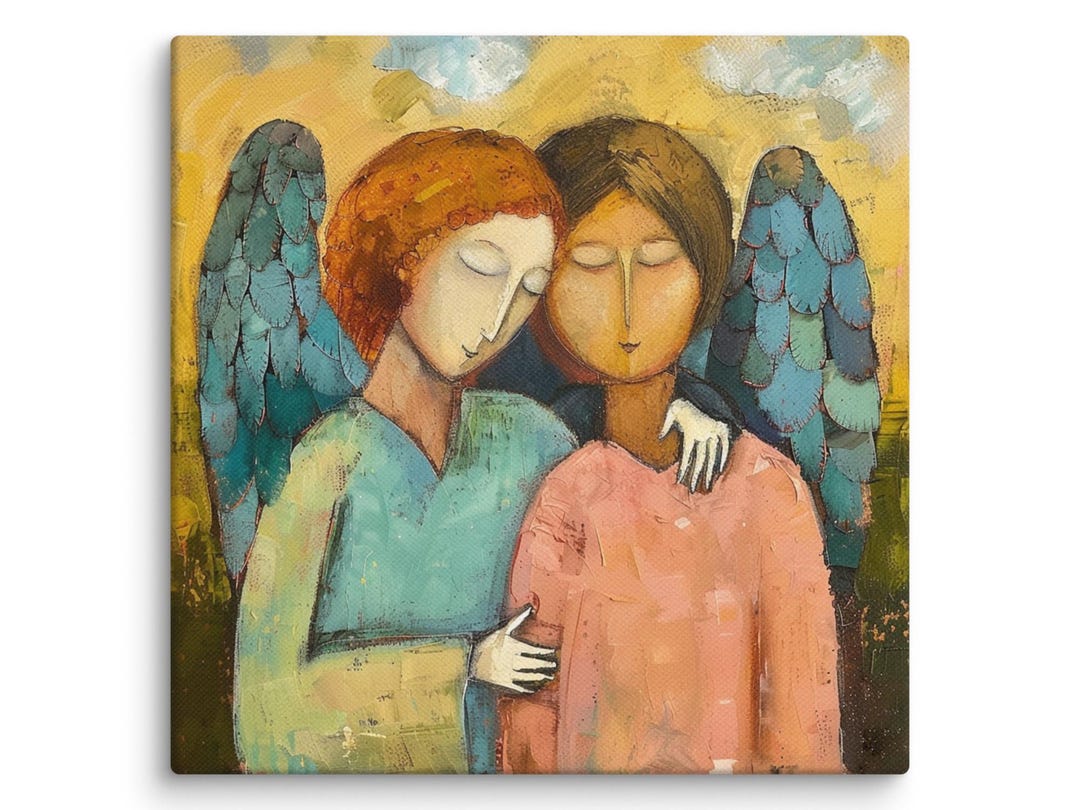 Two Angel Painting Guardian Angels Oil Painting Original Large Wall Art ...