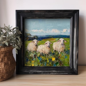 Sheep Grazing Painting Irish Sheep Original Art Ireland Landscape Oil ...