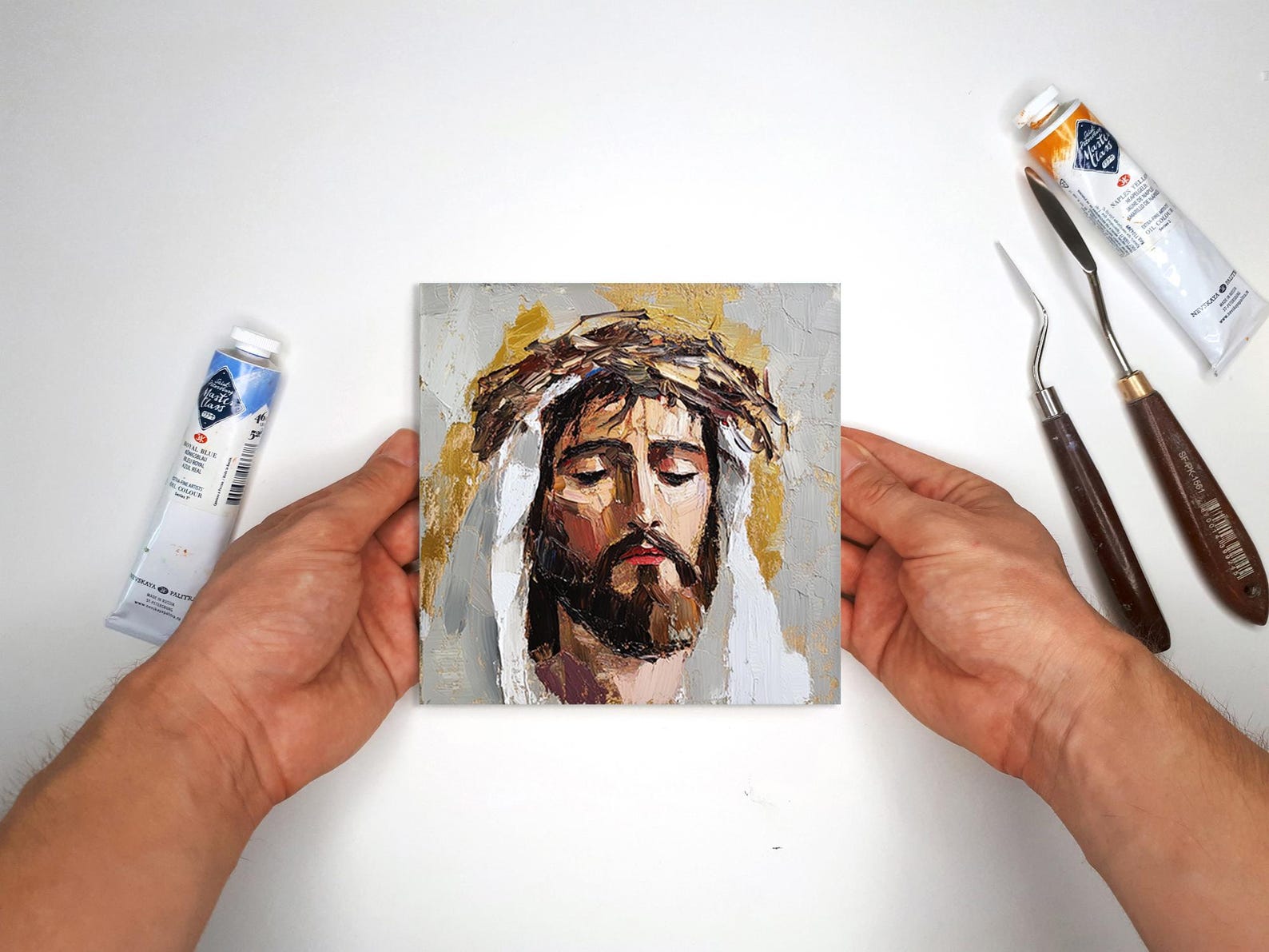 Jesus Painting Jesus Christ Oil Painting Catholic Original Art Biblical ...