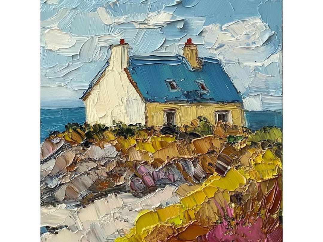 Irish Thatched Cottage Painting Ireland Original Art Irish Landscape ...