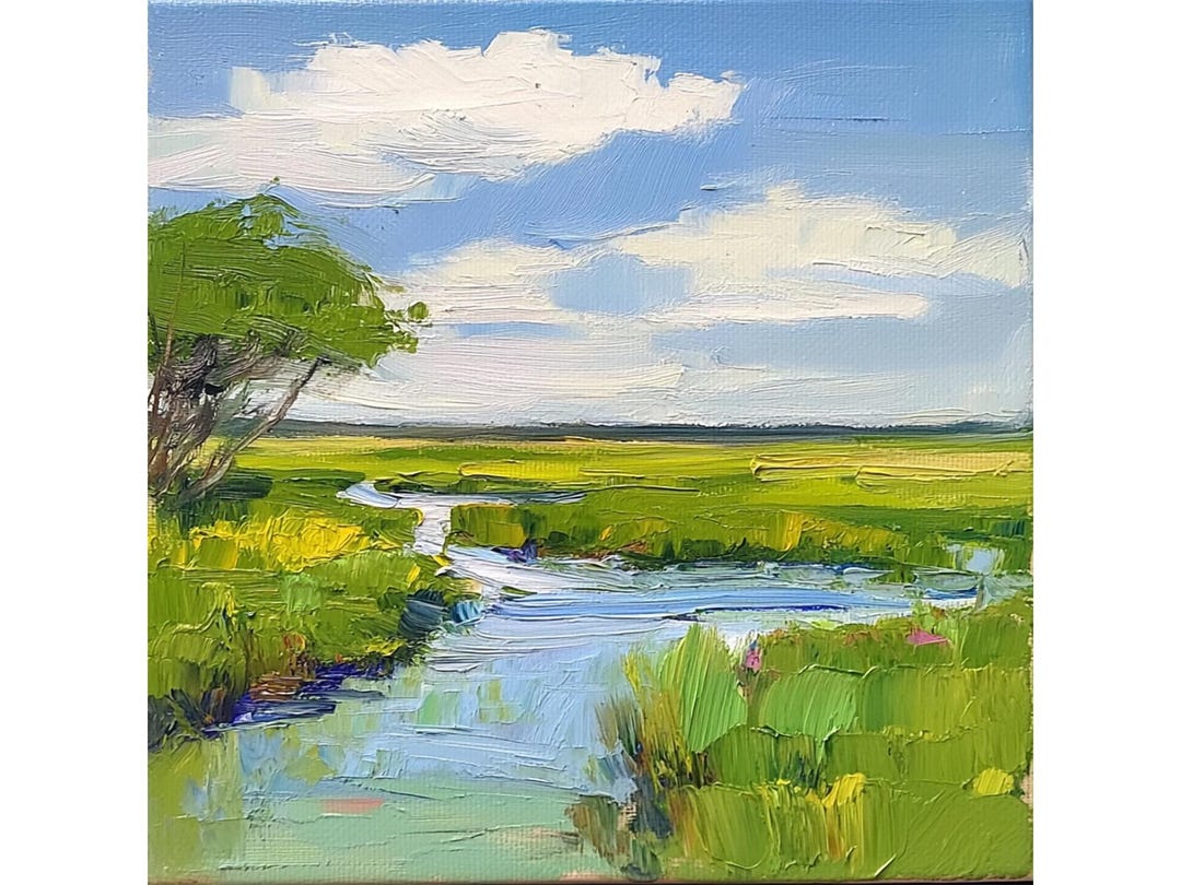 Marsh Painting Low Country Oil Painting Salt Marsh Landscape Impasto ...