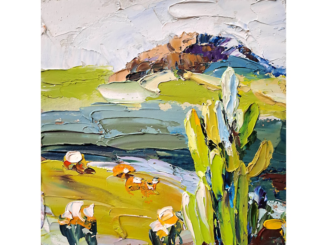 Saguaro Painting Arizona Landscape Original Art Cactus Oil Painting ...