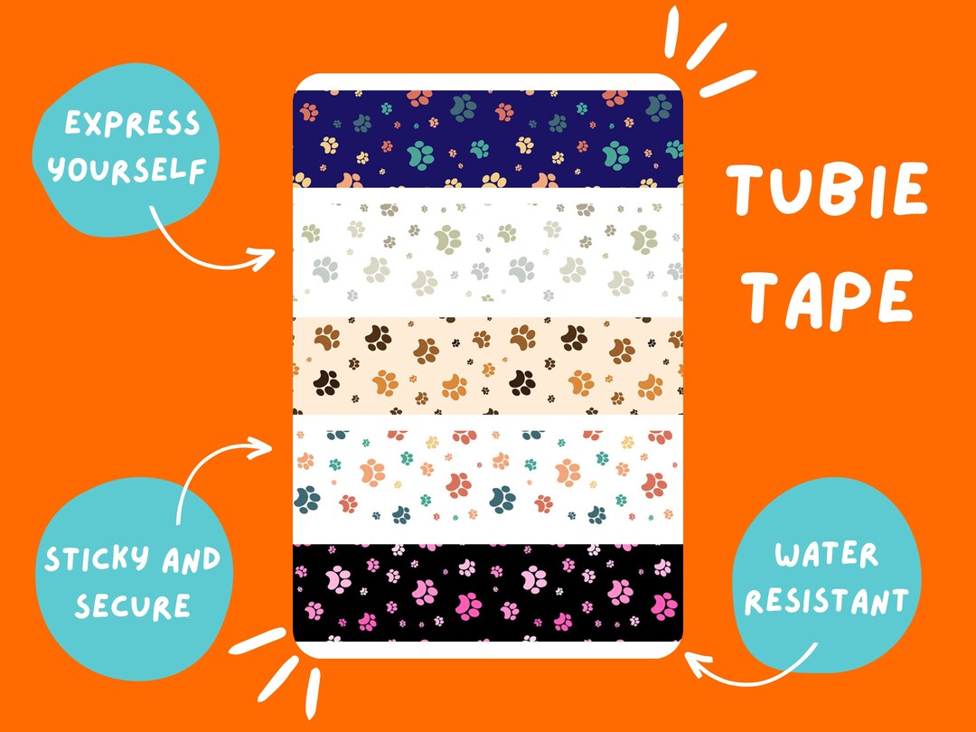 Tubie Tape PAW PRINT TUBIE Tape Multi Tubie Life Ng Tube Tape - Etsy