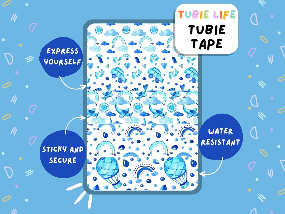 TUBIE TAPE Tubie Life Watercolour Blue Ng Tube Tape for Feeding Tubes ...