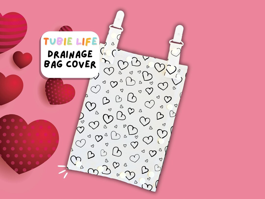 Drainage Bag Cover Tubie Life Catheter Cover Black and White Hearts - Etsy