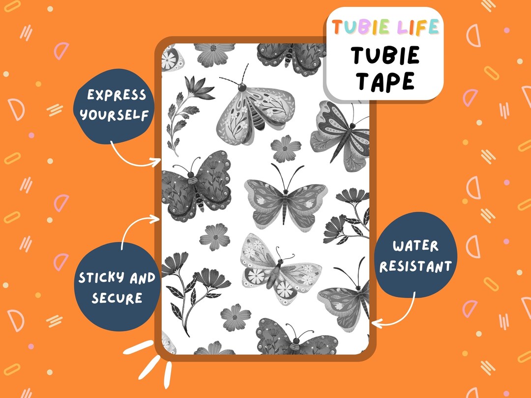 TUBIE TAPE Tubie Life Black and White Butterfly Ng Tube Tape for ...