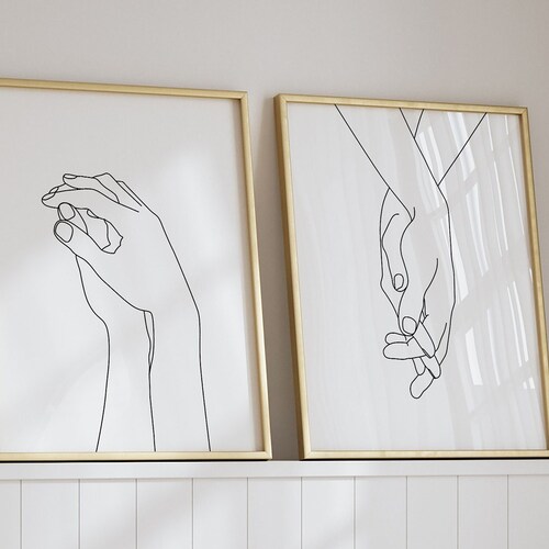 Holding Hands Line Art Print Printable Line Art Minimal - Etsy