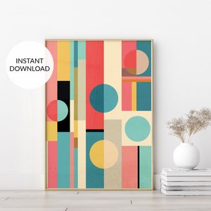 Mid-century Modern Art, Printable Poster, Colorful Wall Decor, Abstract ...