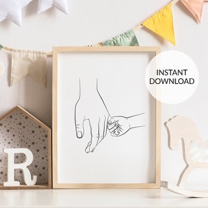 Mother and Baby Art. Hand Line Drawing. Holding Baby Hand Line Art ...