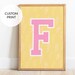 Custom Initial Print. Preppy Wall Art. Varsity Letter. Pastel Yellow ...