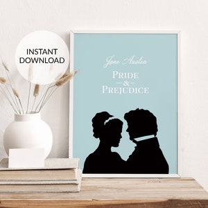 Jane Austen Poster. Book Cover Poster. Elizabeth and Mr Darcy. Pride ...