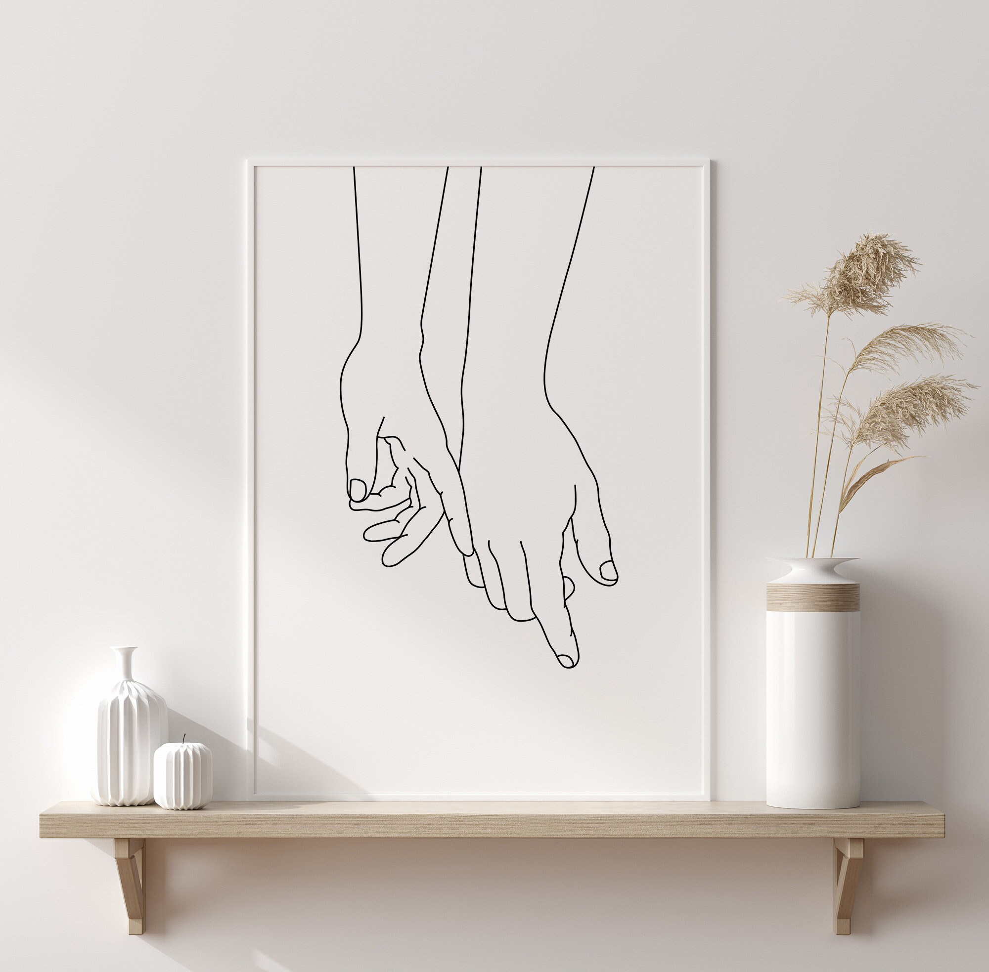 Line Drawing Print Line Art Sketch Hands Line Art Love Wall | Etsy