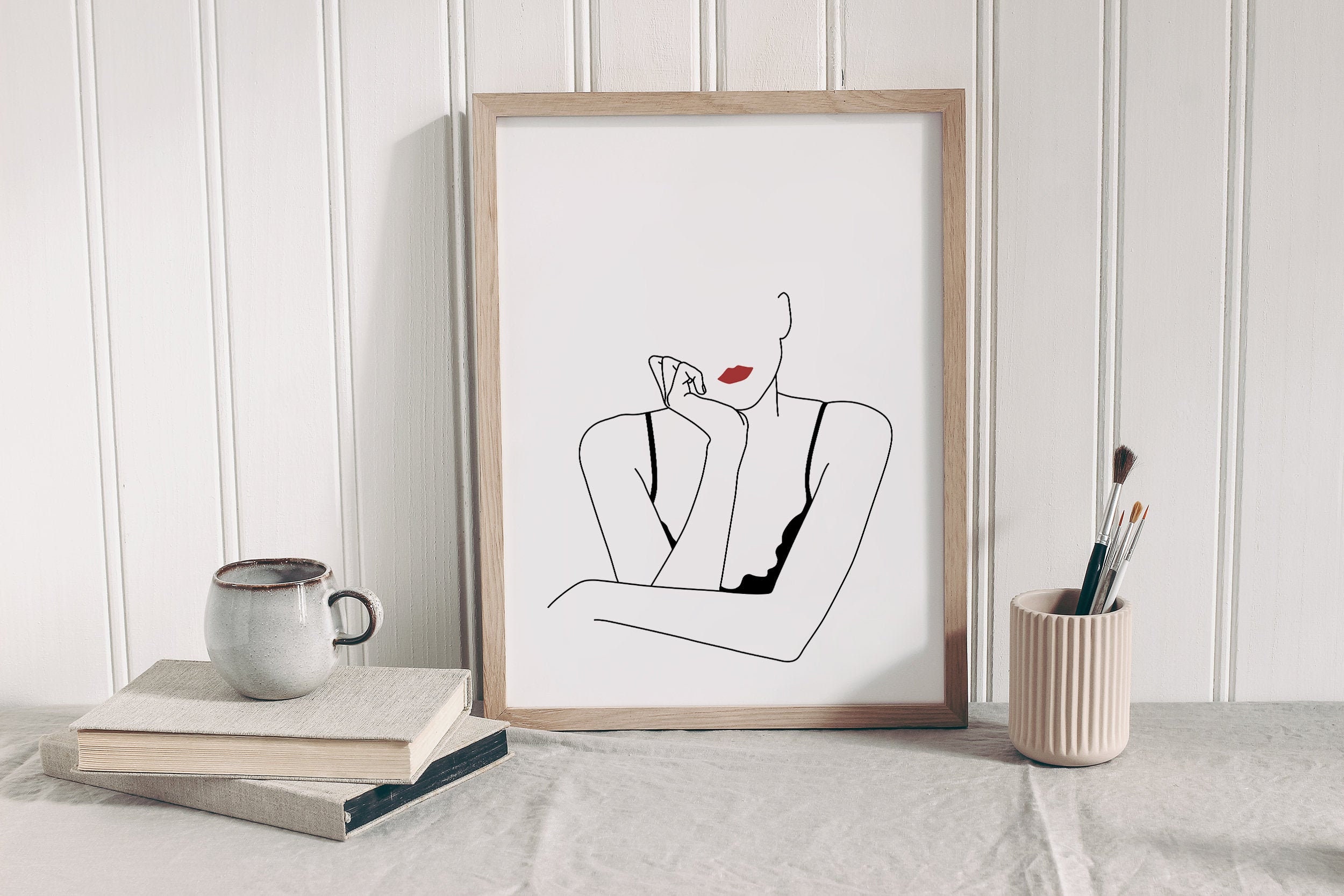 Woman line art minimal illustration Line drawing print | Etsy