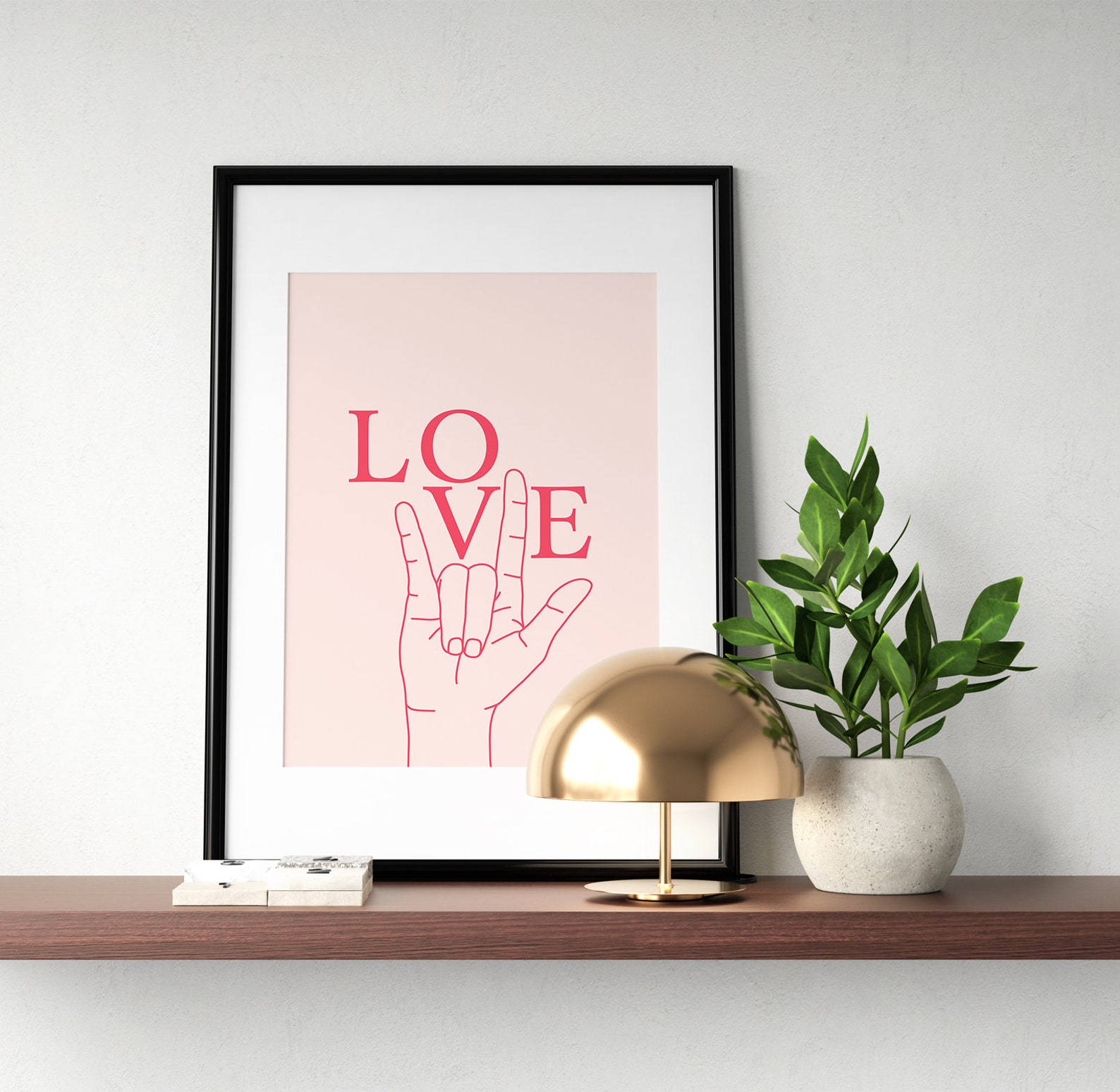 I Love You Sign Language Line Art Love Hands Gesture Pink - Etsy
