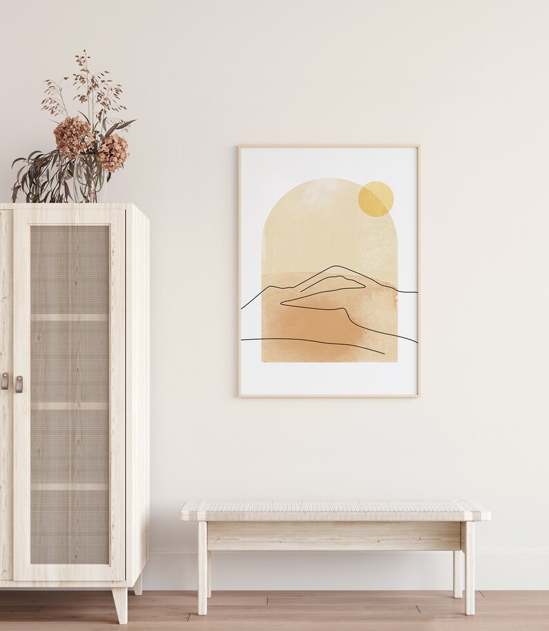 Abstract Line Art Desert Landscape Illustration Line Drawing | Etsy