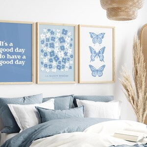 Blue Gallery Wall Set of 6, Pastel Sky Blue Dorm Room Wall Art Decor ...