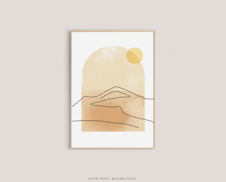 Abstract Line Art Desert Landscape Illustration Line Drawing | Etsy