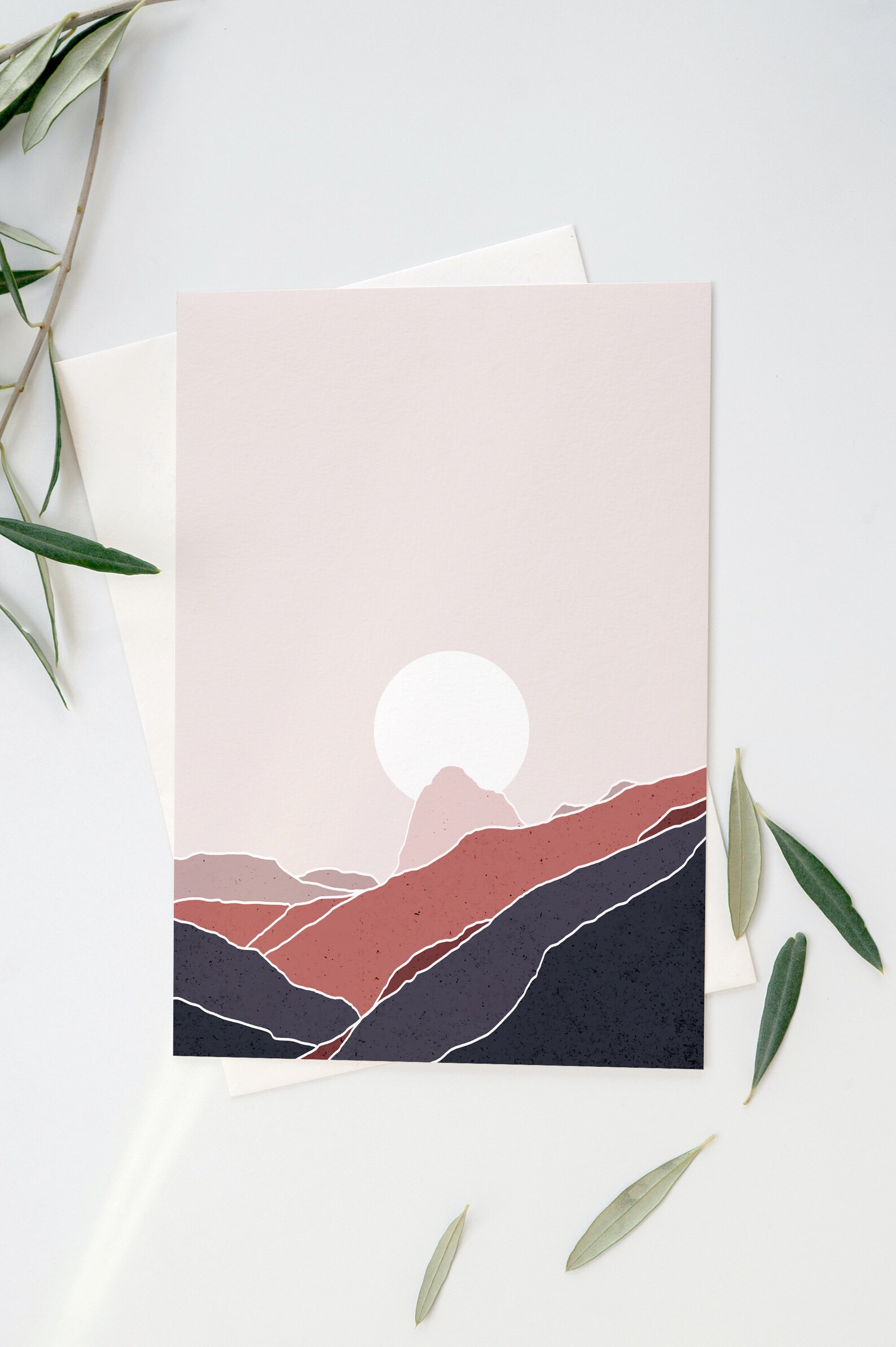 Abstract Sun Line Art Print Mountain Line Art Pink Boho - Etsy