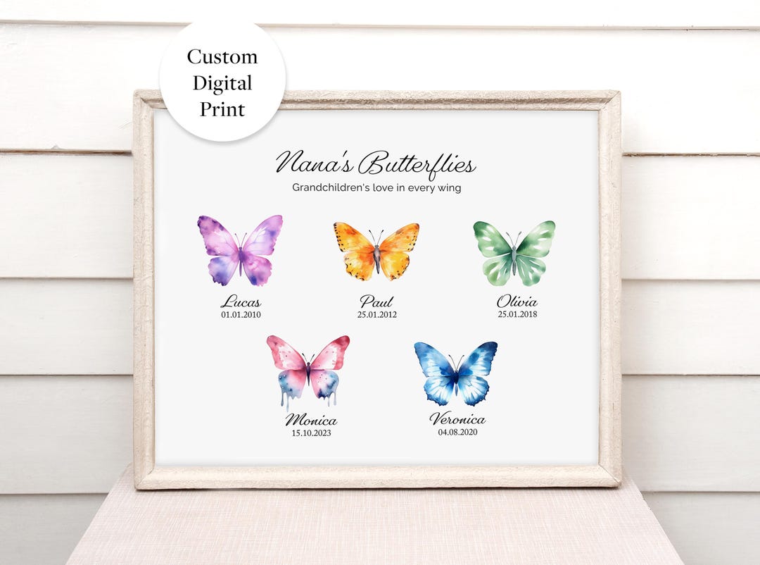 Custom Gift for Grandma Butterflies Wall Art, Nana's Garden Art ...