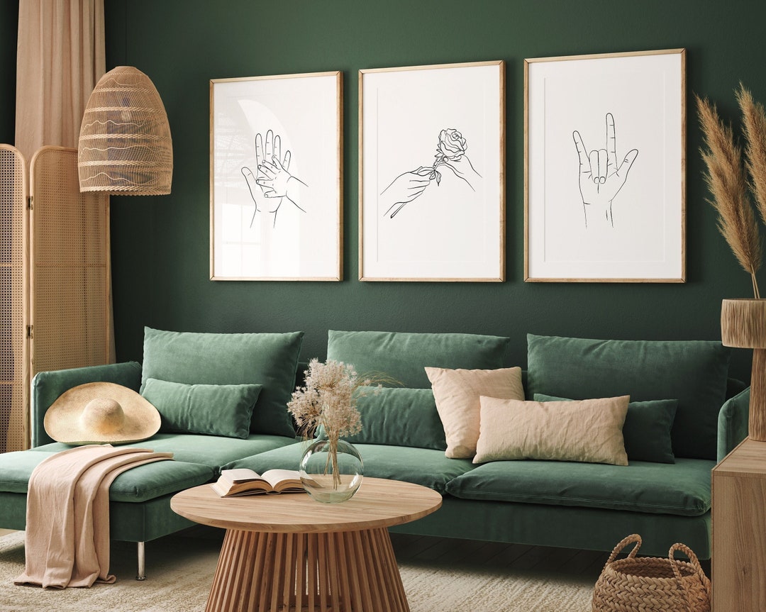 Set of 3, Hands Line Drawing. Line Drawing Print. Mother and Baby Art ...