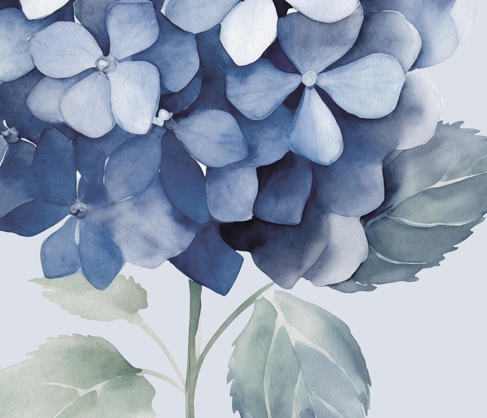 Blue Hydrangeas Wall Art Set of 2, Botanical Flower Watercolor Prints ...