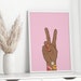 Retro Peace Sign Poster. Hand Sign. Line Art. Pink Peace - Etsy