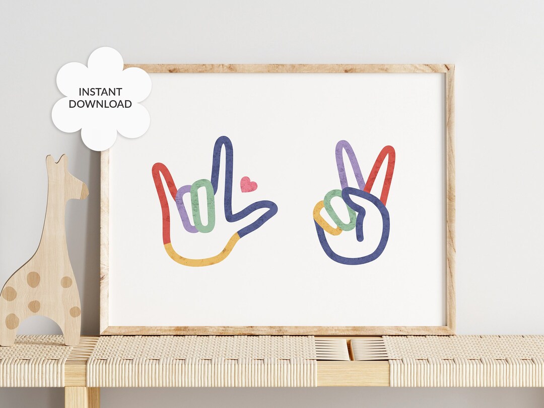 I Love You Sign Language Peace Hand Sign Print. Love You Poster. Love ...