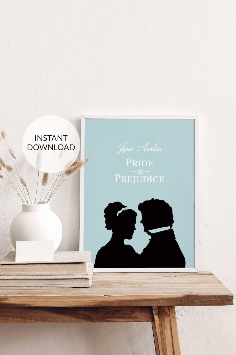 Jane Austen Poster. Book Cover Poster. Elizabeth and Mr Darcy. - Etsy