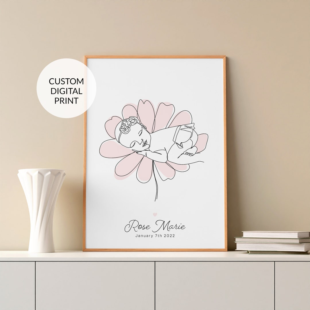 Custom Birth Poster. Baby Poster. Personalized Baby Name. Baby Line Art ...
